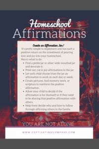 75 Postive Affirmations: Printable for Your Homeschool