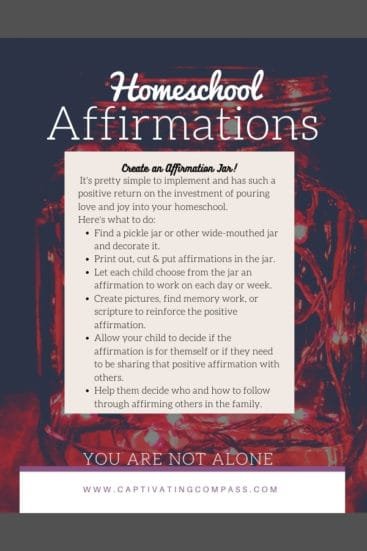 75 Postive Affirmations: Printable for Your Homeschool