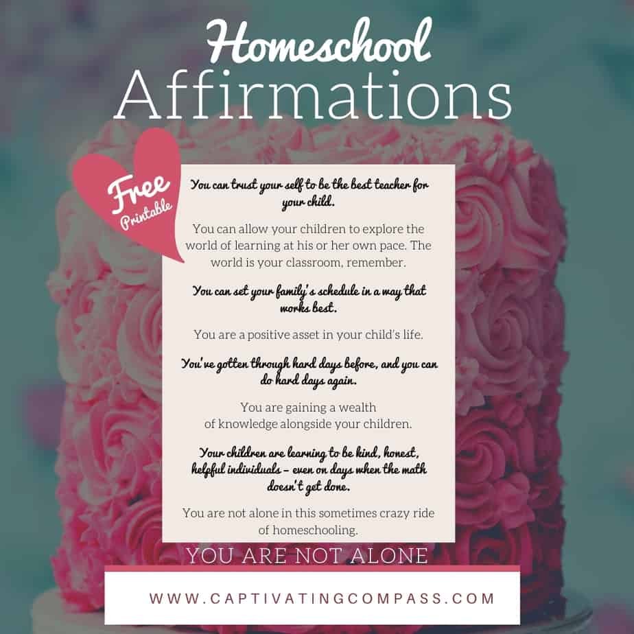 75 Postive Affirmations: Printable for Your Homeschool