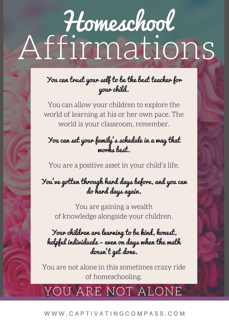 75 Postive Affirmations: Printable for Your Homeschool